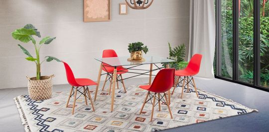 Comedor Rectangular con Sillas Atlas Rojo 5 Piezas