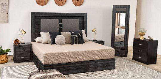 Recámara King Size Cairo Plus Gris 5 Piezas
